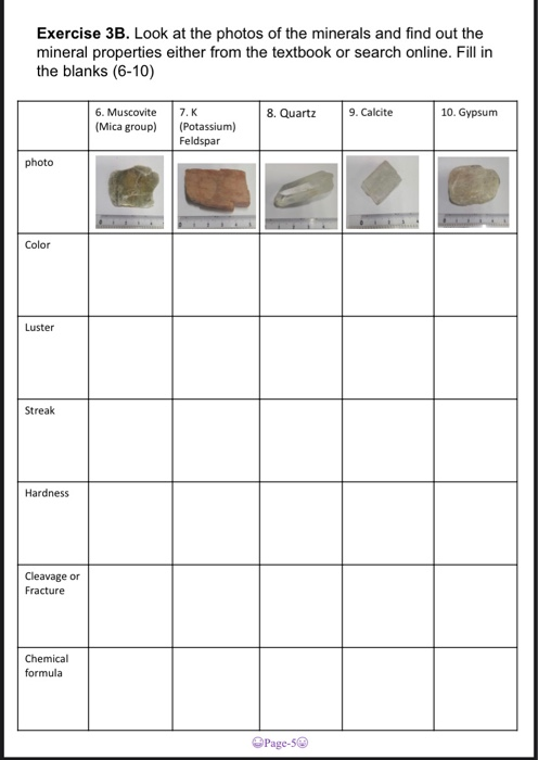 Solved Exercise 3A. Look at the photos of the minerals and | Chegg.com