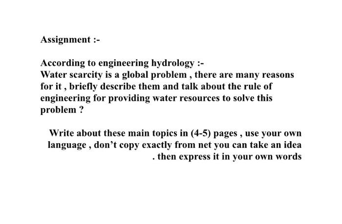 Solved Assignment :- According to engineering hydrology :- | Chegg.com