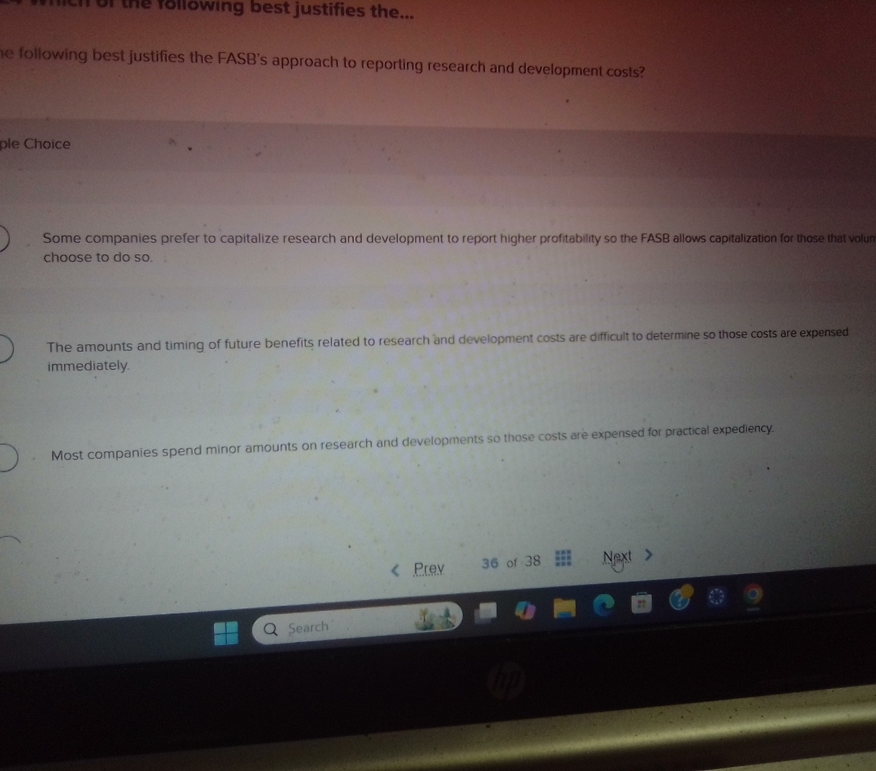 Solved the ronowing best justifies the...following best | Chegg.com