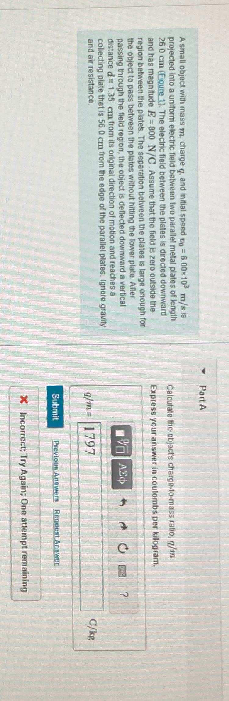 Solved A small object with mass m, ﻿charge q, ﻿and initial | Chegg.com