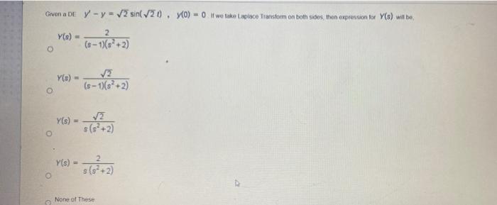 Solved Given a DE y - y = /2 sin 720) . YO) - 0.1 wr take | Chegg.com