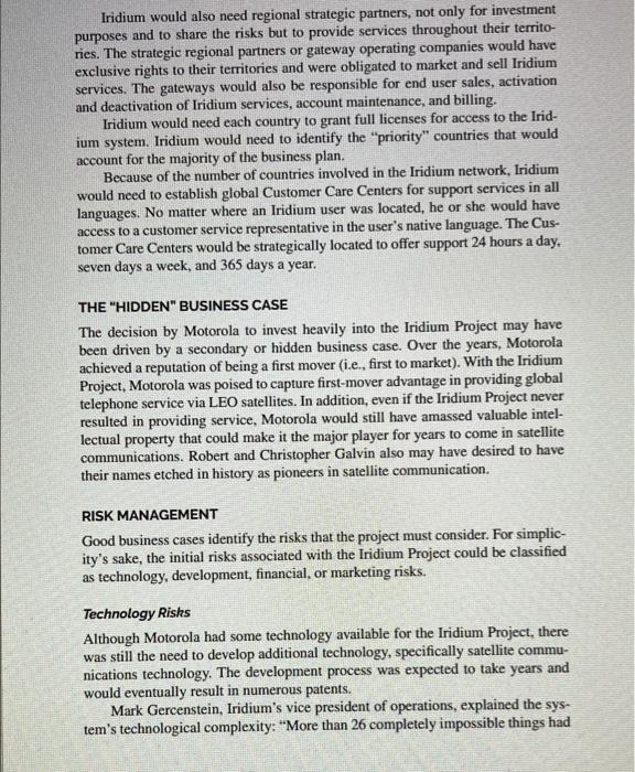 Solved The Rise, Fall, and Resurrection of Iridium: A | Chegg.com