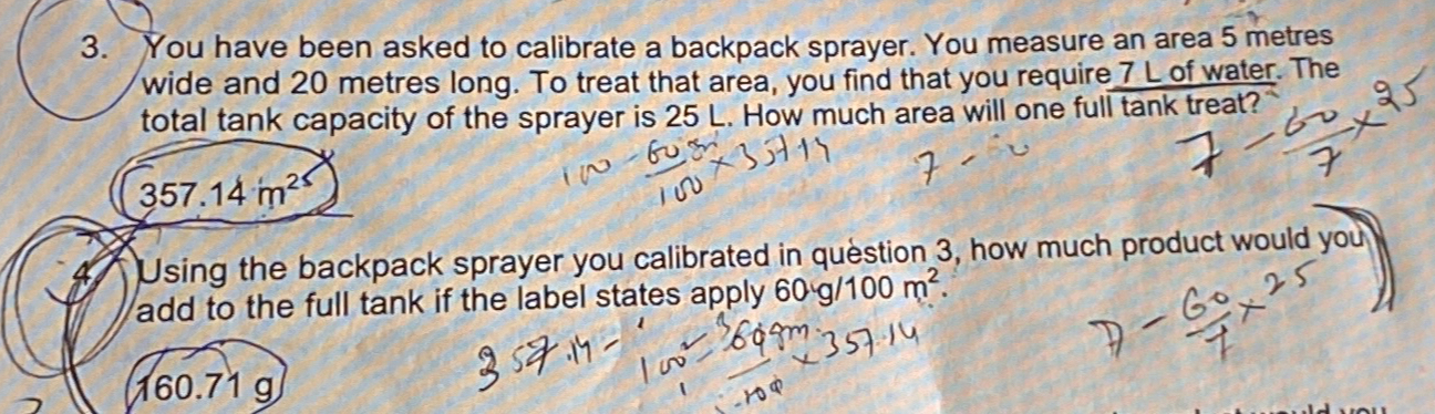 Solved You have been asked to calibrate a backpack sprayer. | Chegg.com