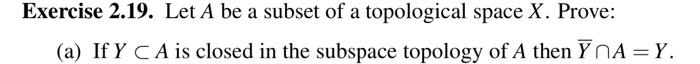 Solved Exercise 2.19. Let A be a subset of a topological | Chegg.com