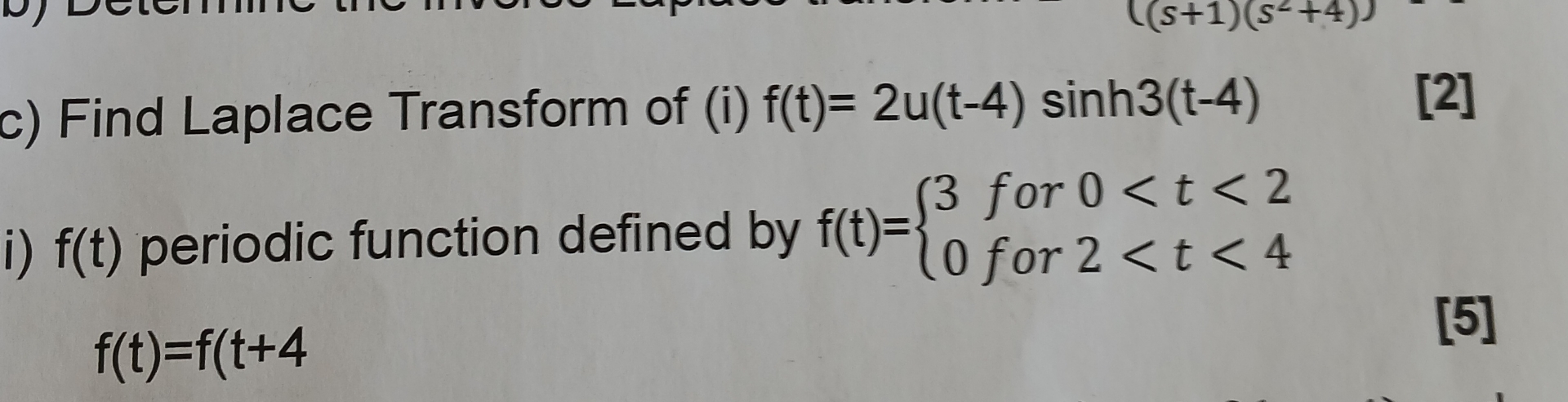 Solved c) ﻿Find Laplace Transform of | Chegg.com