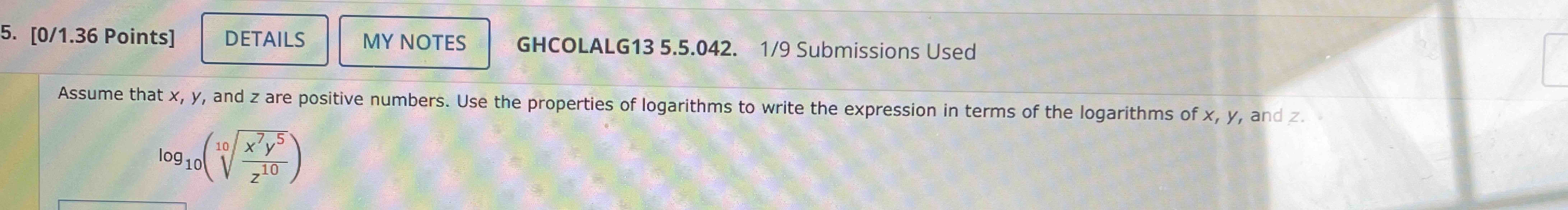 Solved GHCOLALG13 5.5.042. 1/9 ﻿Submissions UsedAssume that | Chegg.com