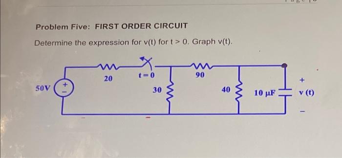 Solved Problem Five: FIRST ORDER CIRCUIT Determine the | Chegg.com
