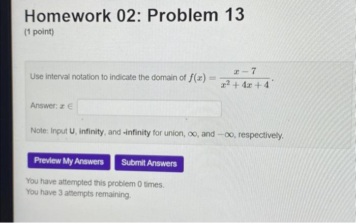Solved Homework 02: Problem 13 (1 point) Use interval | Chegg.com