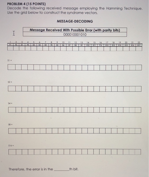 Solved PROBLEM 4 (15 POINTS) Decode the following received | Chegg.com