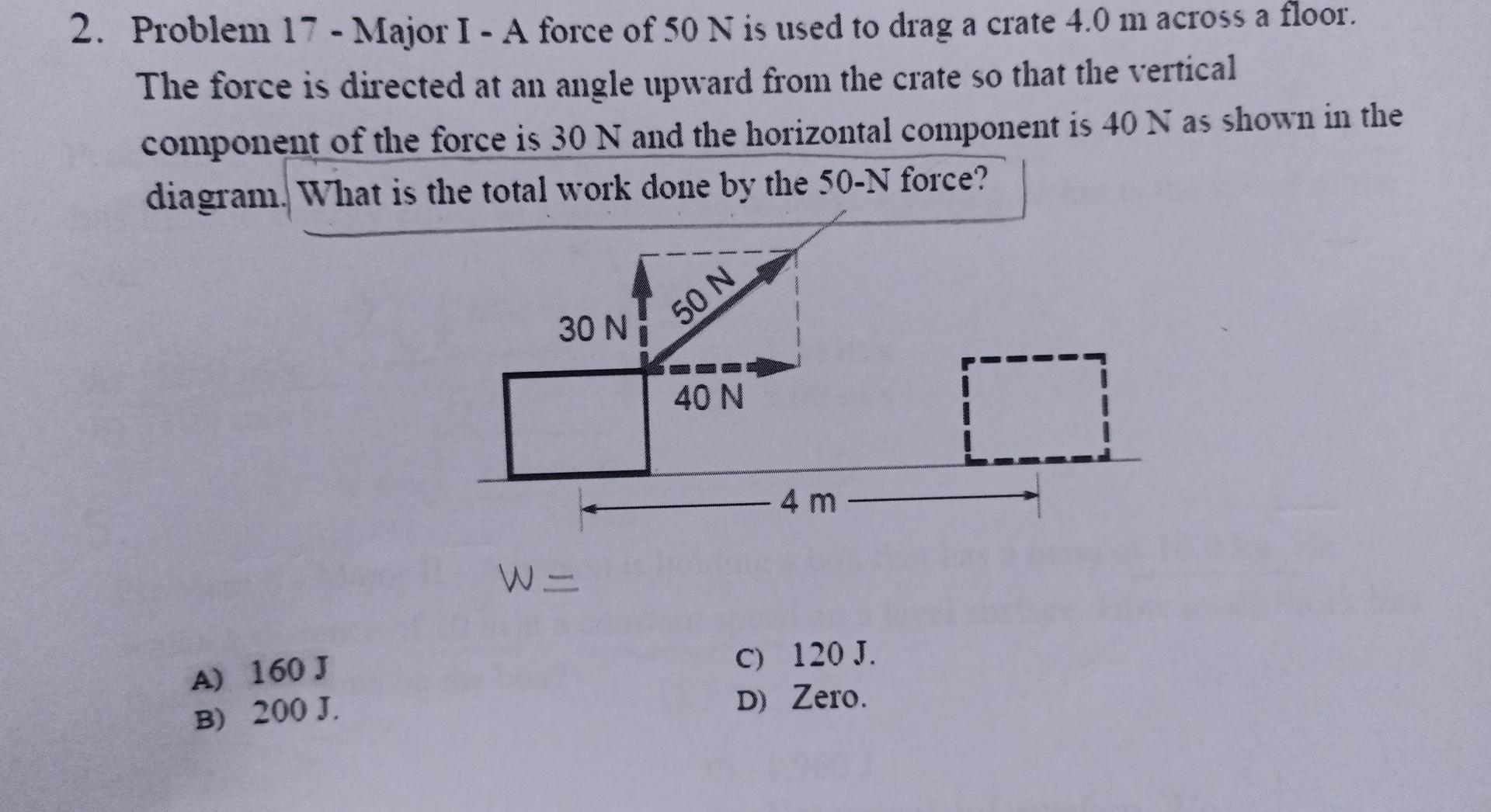 Solved 2. Problem 17 - Major I - A force of 50 N is used to | Chegg.com
