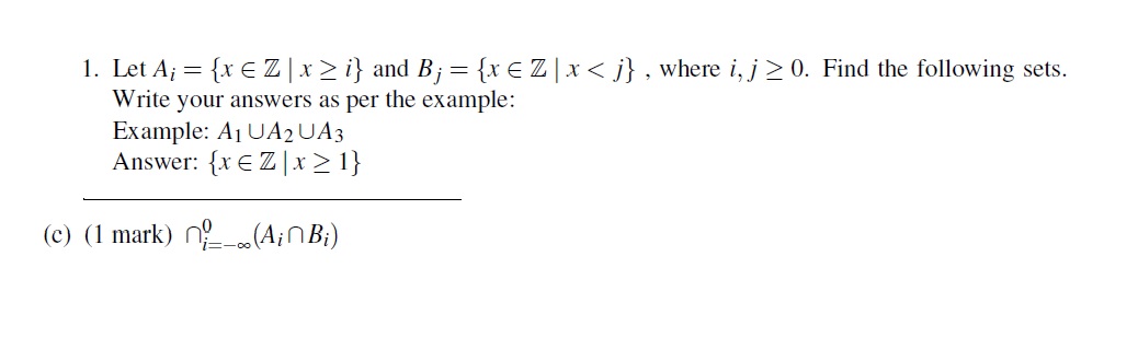 Solved Let Ai={xinZ|x≥i} ﻿and | Chegg.com