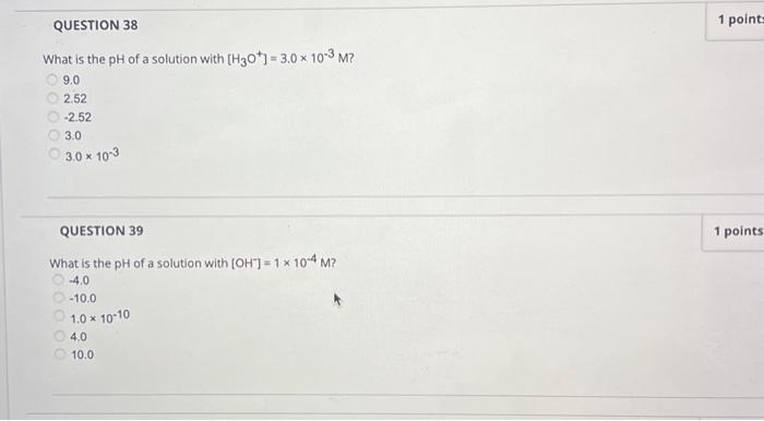 Solved What is the [H3O+]in a solution with [OH]=1×10−12M ? | Chegg.com