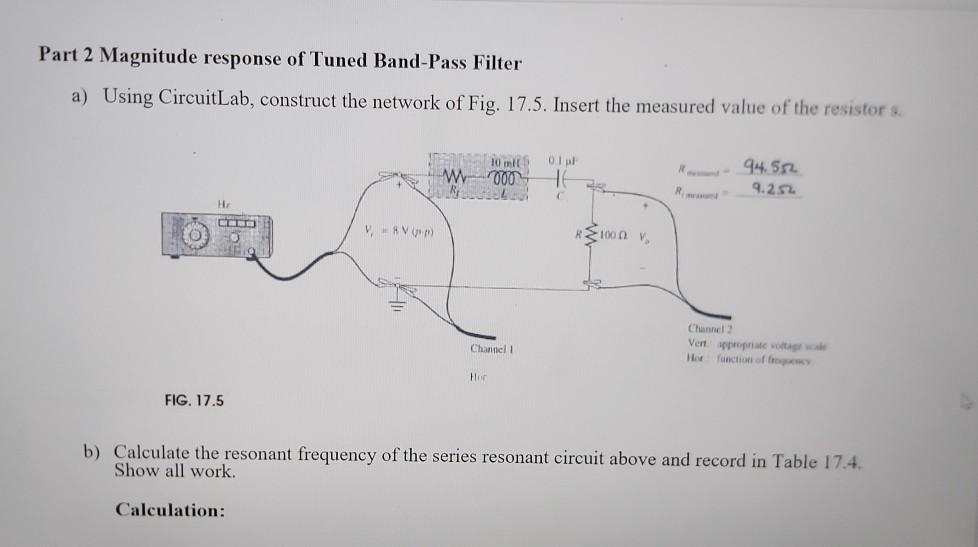 Part 1 High-pass R-C Filter a) Using CircuitLab, | Chegg.com