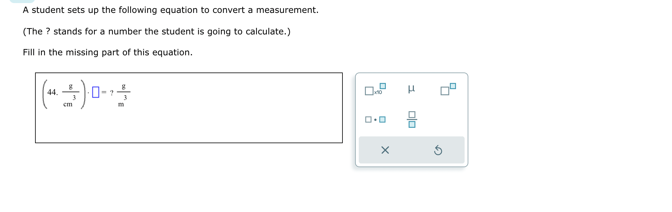 Solved A student sets up the following equation to convert a | Chegg.com