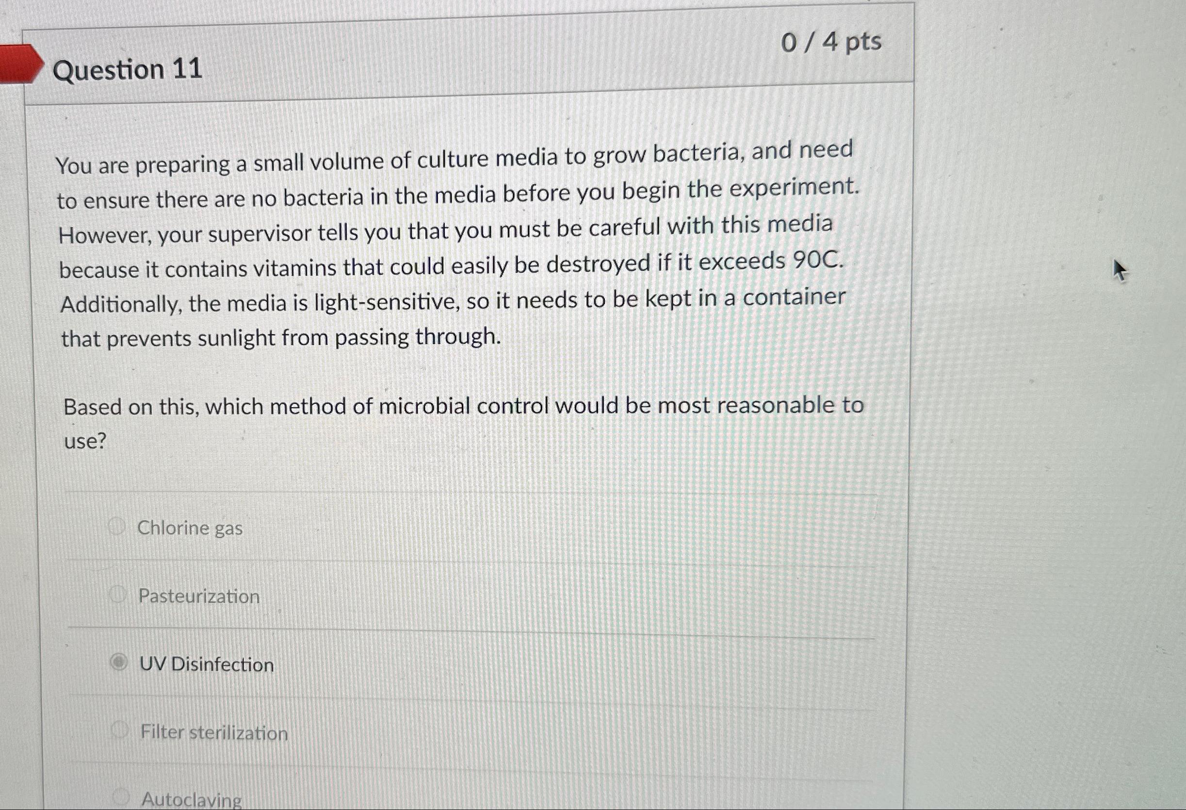 Solved Question 1104 ﻿ptsYou are preparing a small volume of | Chegg.com