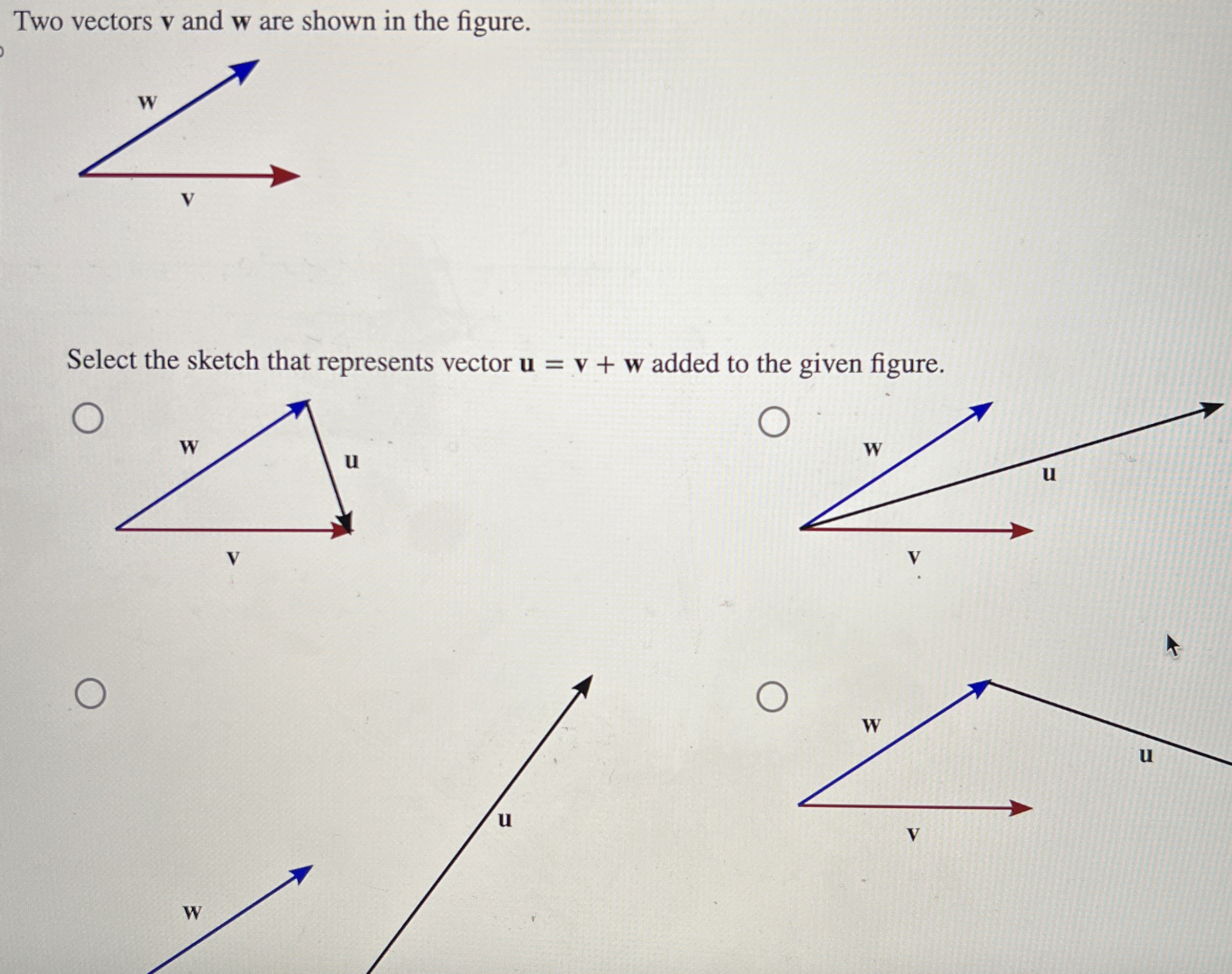 Solved Two vectors v ﻿and w ﻿are shown in the figure.Select | Chegg.com