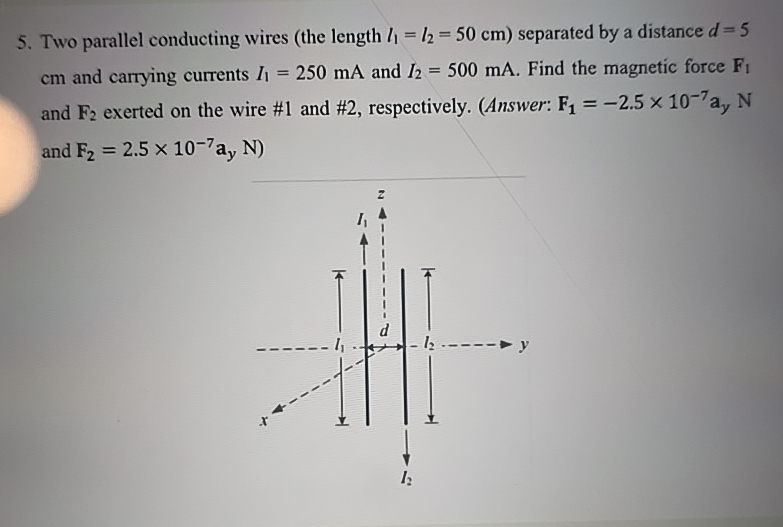Solved Two parallel conducting wires (the length | Chegg.com