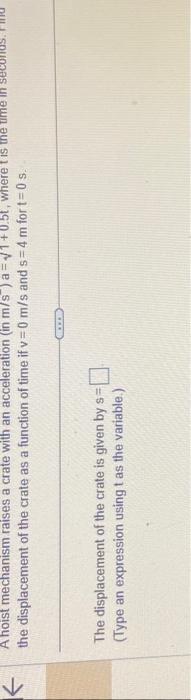Solved the displacement of the crate as a function of time | Chegg.com
