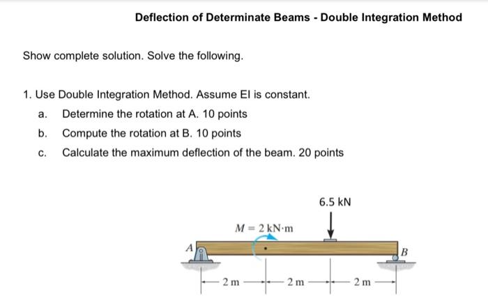 Solved Deflection of Determinate Beams - Double Integration | Chegg.com