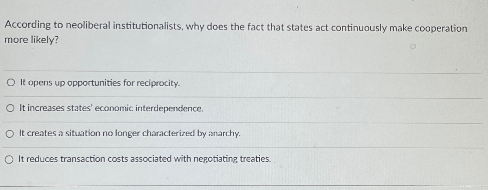 Solved According to neoliberal institutionalists, why does | Chegg.com