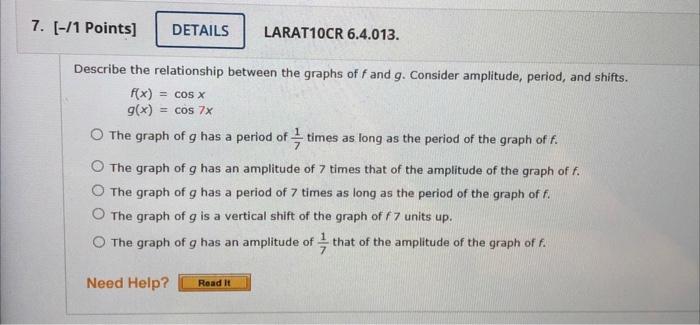 Solved Describe the relationship between the graphs of f and | Chegg.com