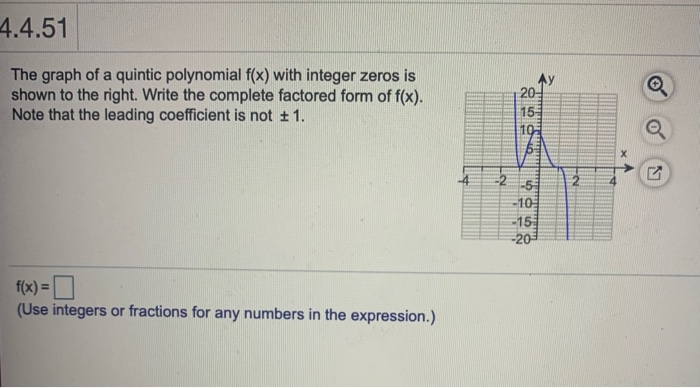 Solved 4.4.51 The graph of a quintic polynomial f(x) with | Chegg.com