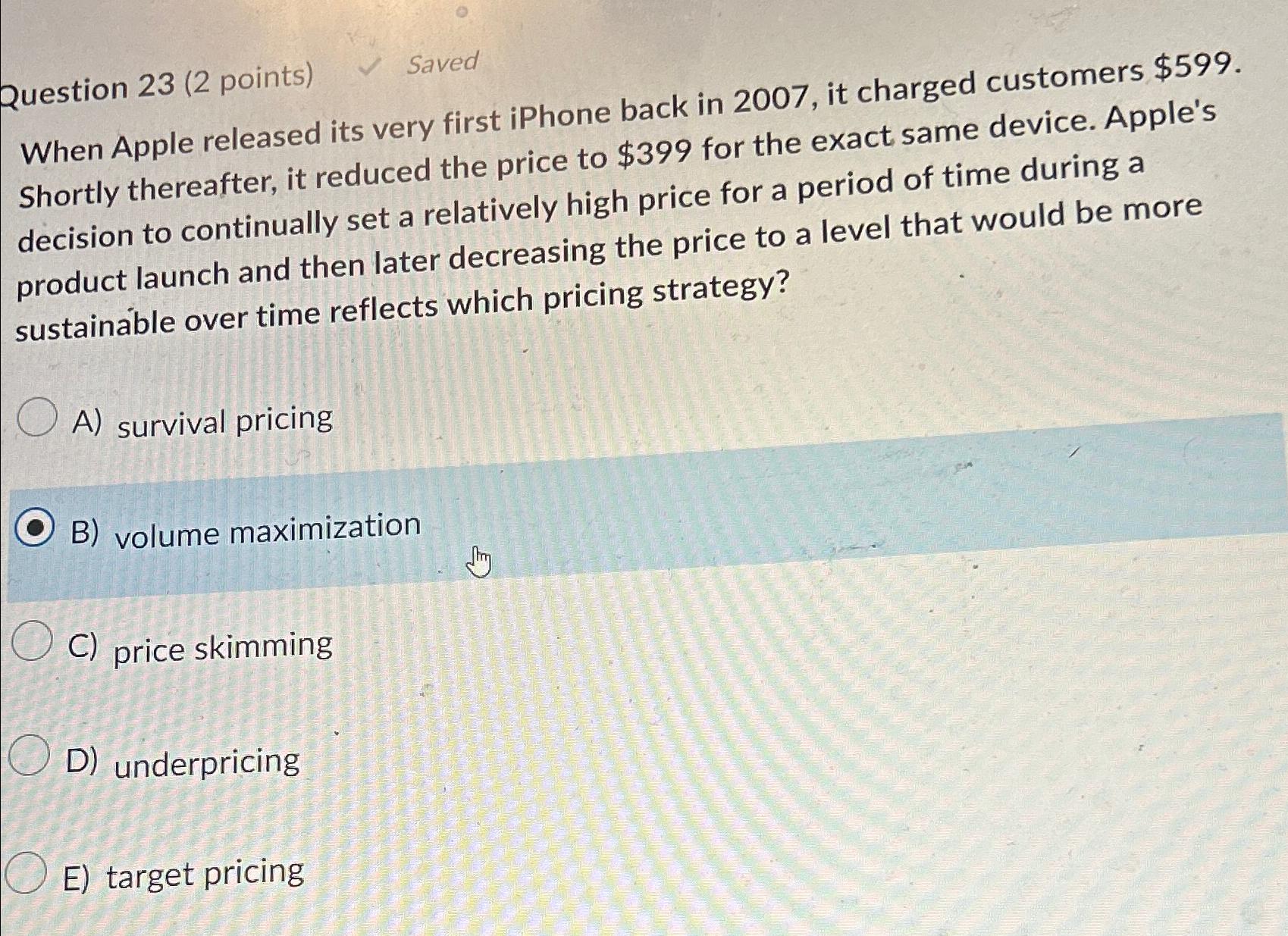 Solved Question 23 ( 2 ﻿points) ﻿SavedWhen Apple released | Chegg.com