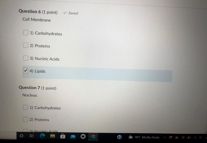 Solved for each organelle listed identify wich macronutrient | Chegg.com
