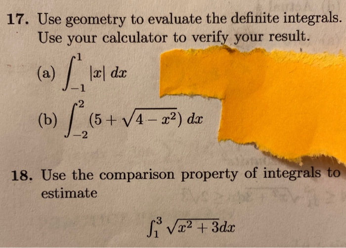 Solved 17. Use geometry to evaluate the definite integrals. | Chegg.com