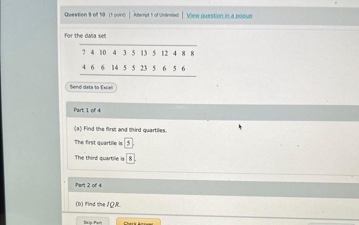 Solved For the data set Part 1 of 4 (a) Find the first and | Chegg.com