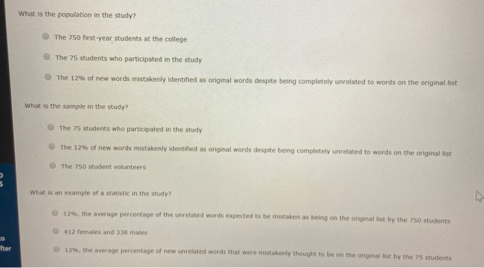 Solved 1. Identifying populations, samples, statistics, | Chegg.com