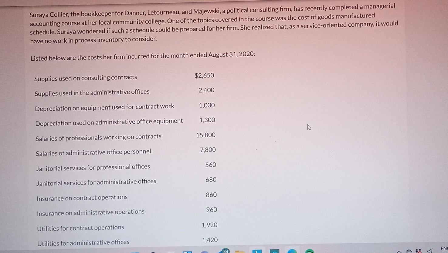 Solved Suraya Collier, the bookkeeper for Danner, | Chegg.com