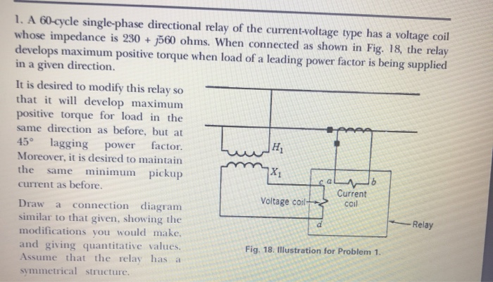 Solved 1. A 60-cycle single-phase directional relay of the | Chegg.com