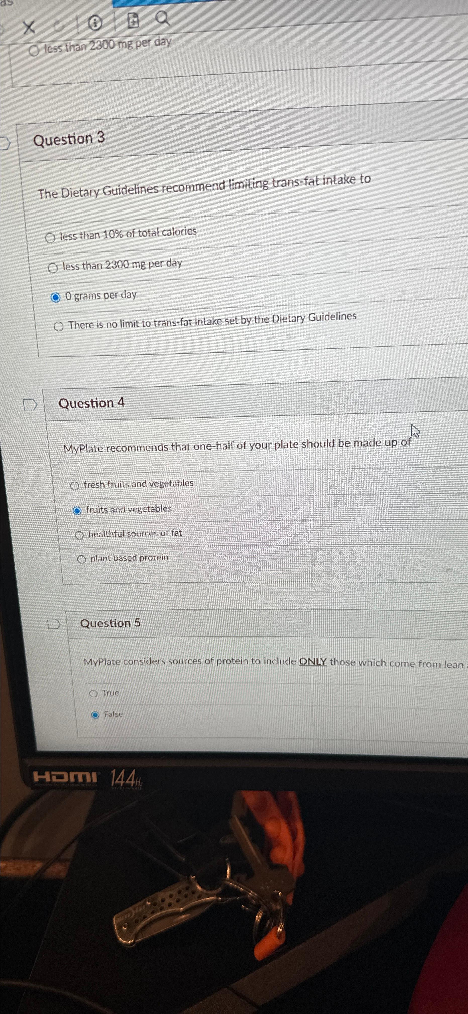 Solved Question 3The Dietary Guidelines recommend limiting | Chegg.com