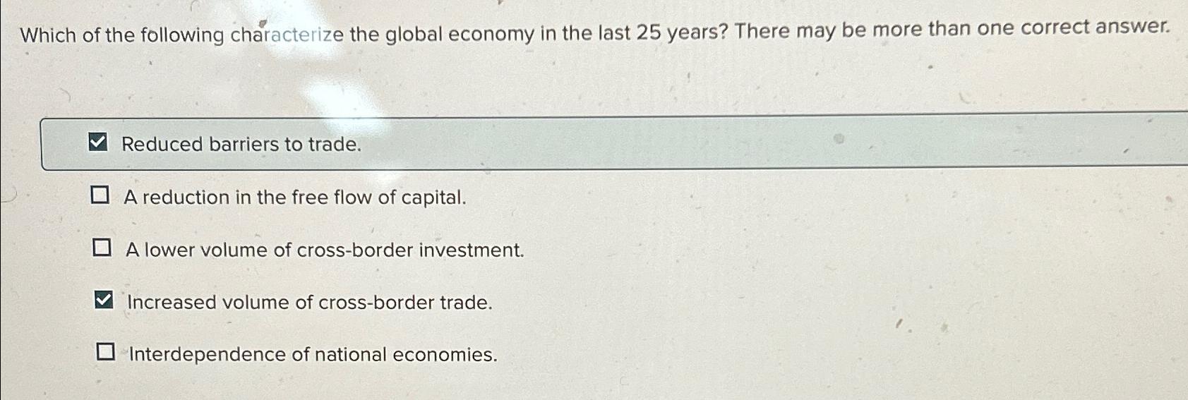Solved Which of the following characterize the global | Chegg.com
