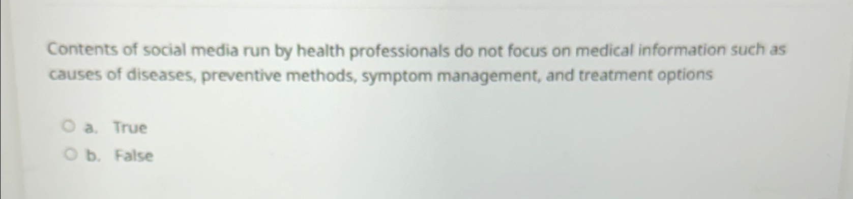 Solved Contents of social media run by health professionals | Chegg.com