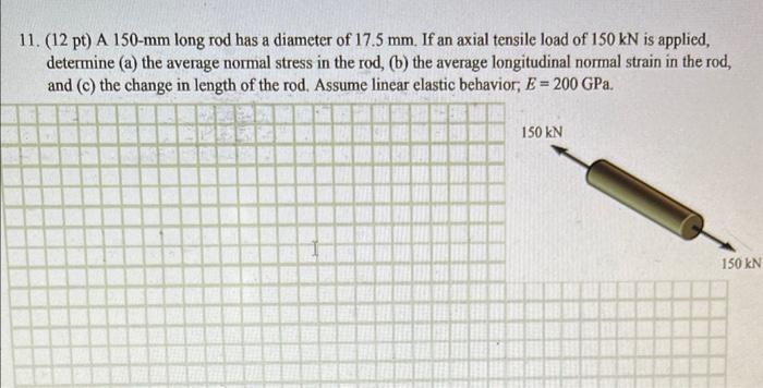 Solved 1. (12 pt) A 150−mm long rod has a diameter of 17.5 | Chegg.com