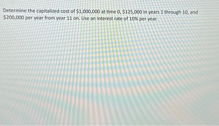 Solved Determine the capitalized cost of $1,000,000 at time | Chegg.com