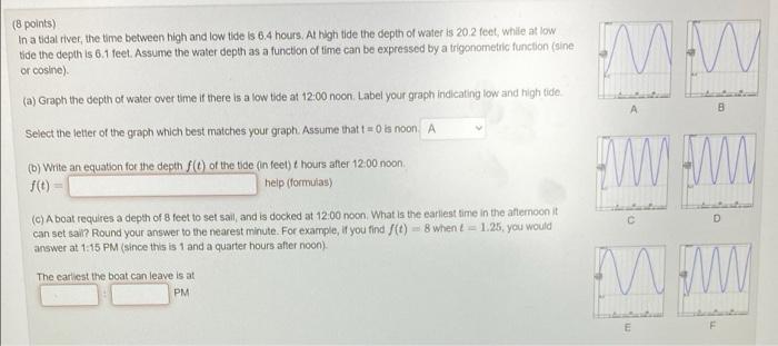 Solved In a tidal river, the time between high and low tide | Chegg.com