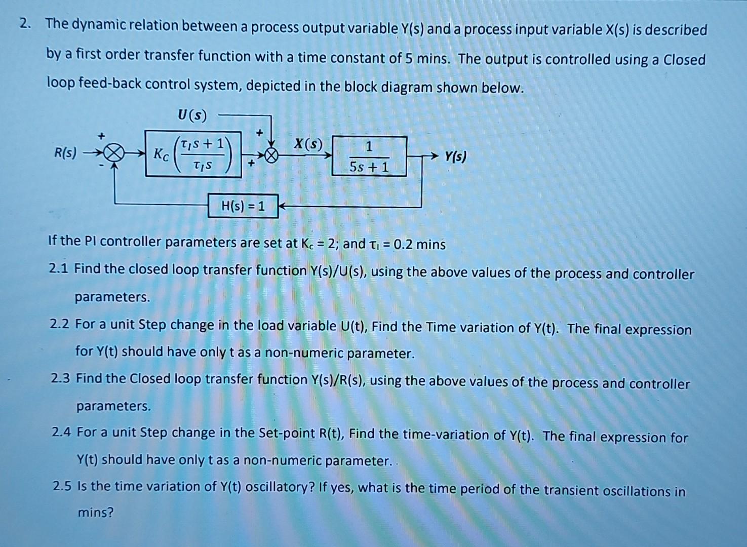 The dynamic relation between a process output | Chegg.com