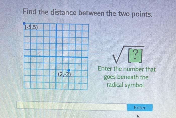 Solved Find the distance between the two points. Enter the | Chegg.com