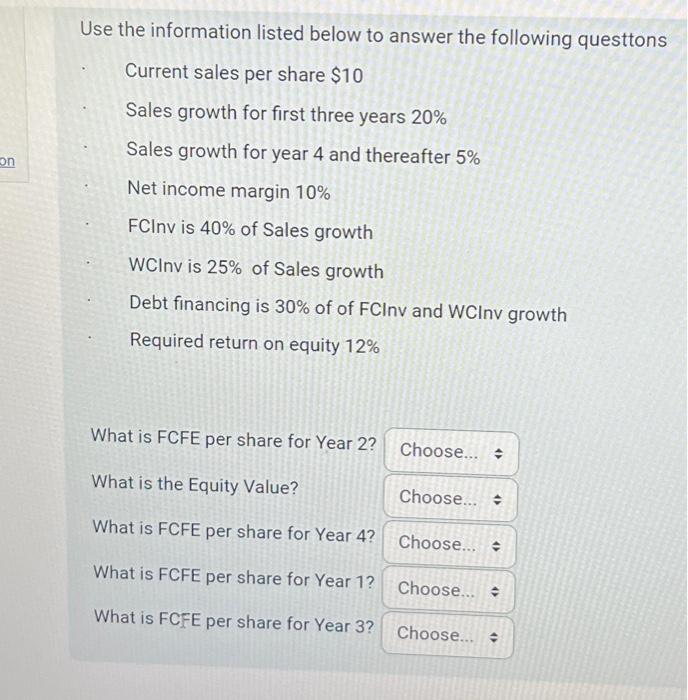 Solved con Use the information listed below to answer the | Chegg.com
