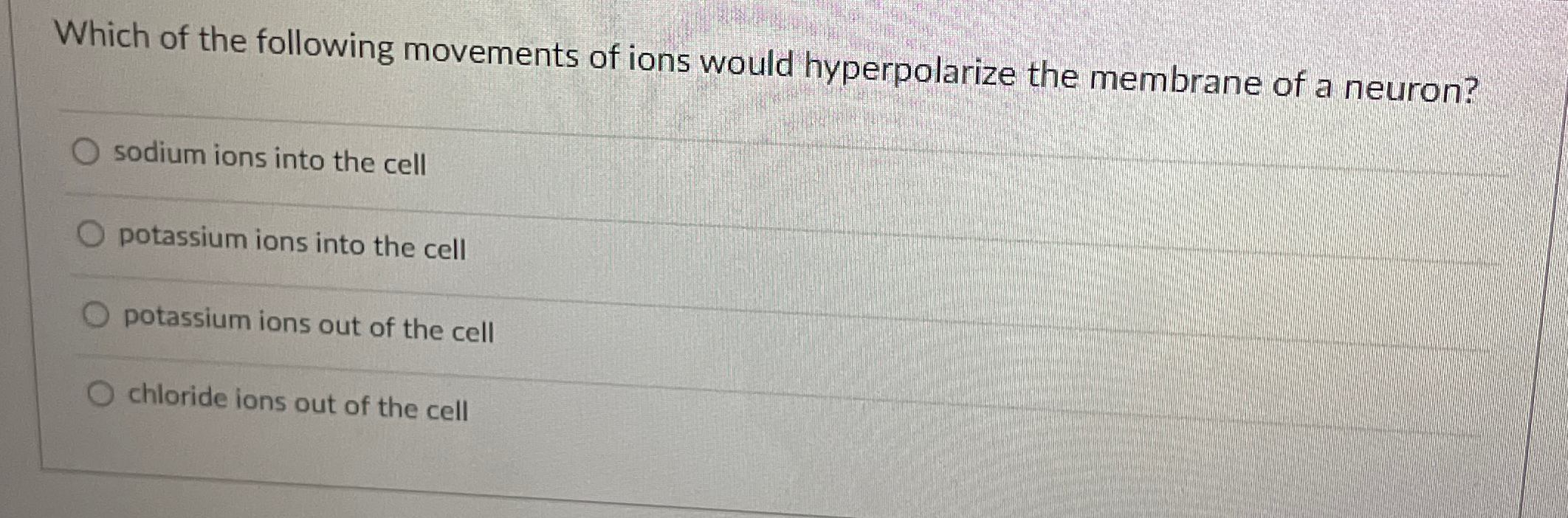 Solved Which of the following movements of ions would | Chegg.com