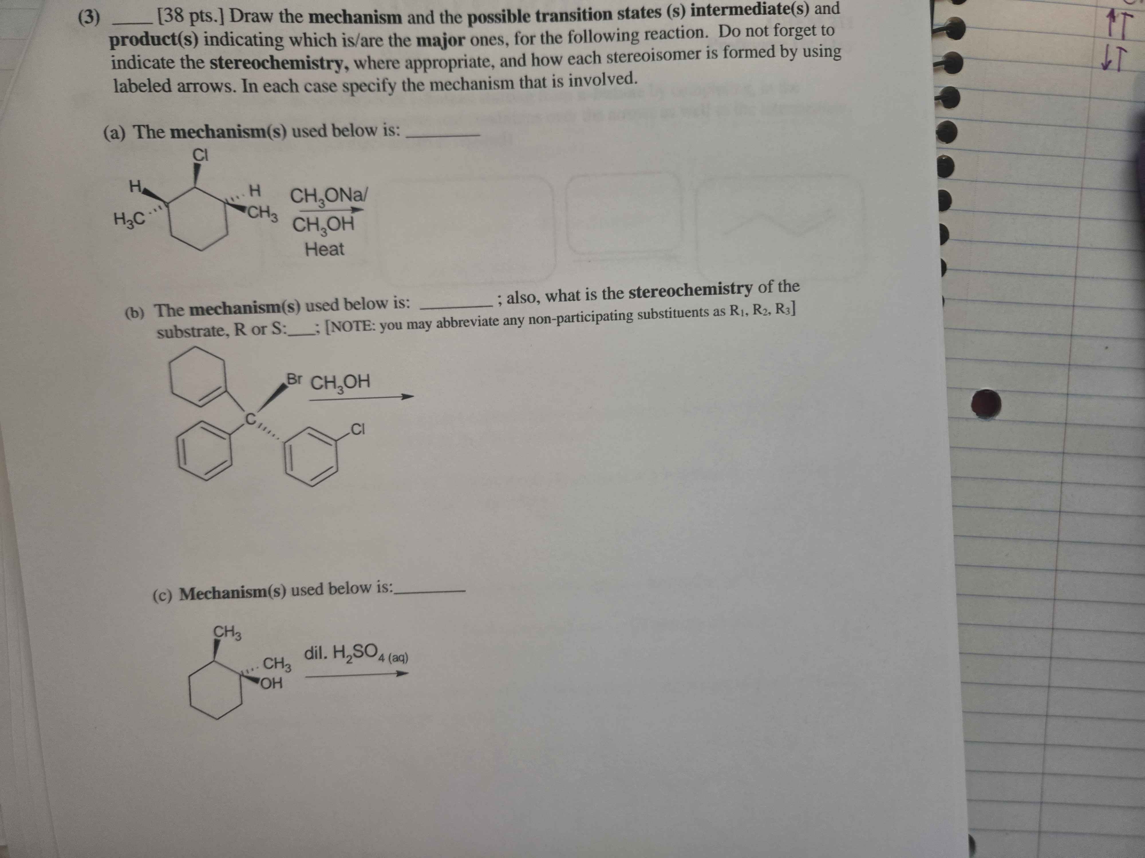 Solved Draw the mechanism and the possible transition | Chegg.com