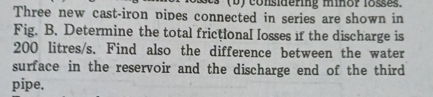 Solved Three new cast-iron vipes connected in series are | Chegg.com