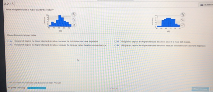 Solved 3.2.15 Which histogram depicts a higher andard | Chegg.com
