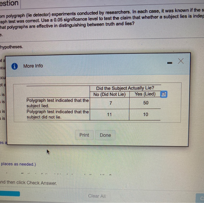 Solved The table below includes results from polygraph (lie | Chegg.com