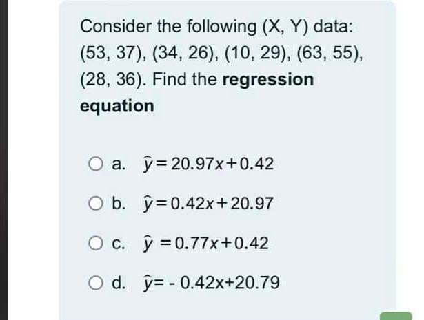 Solved Consider the following (x,Y) ﻿data: | Chegg.com