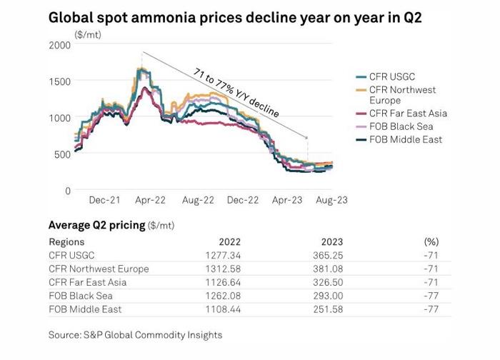 Solved Global spot ammonia prices decline year on year in Q2 | Chegg.com