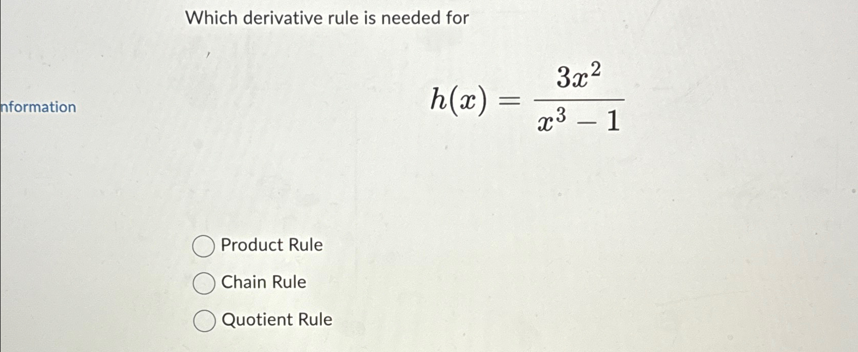 Solved Which derivative rule is needed | Chegg.com